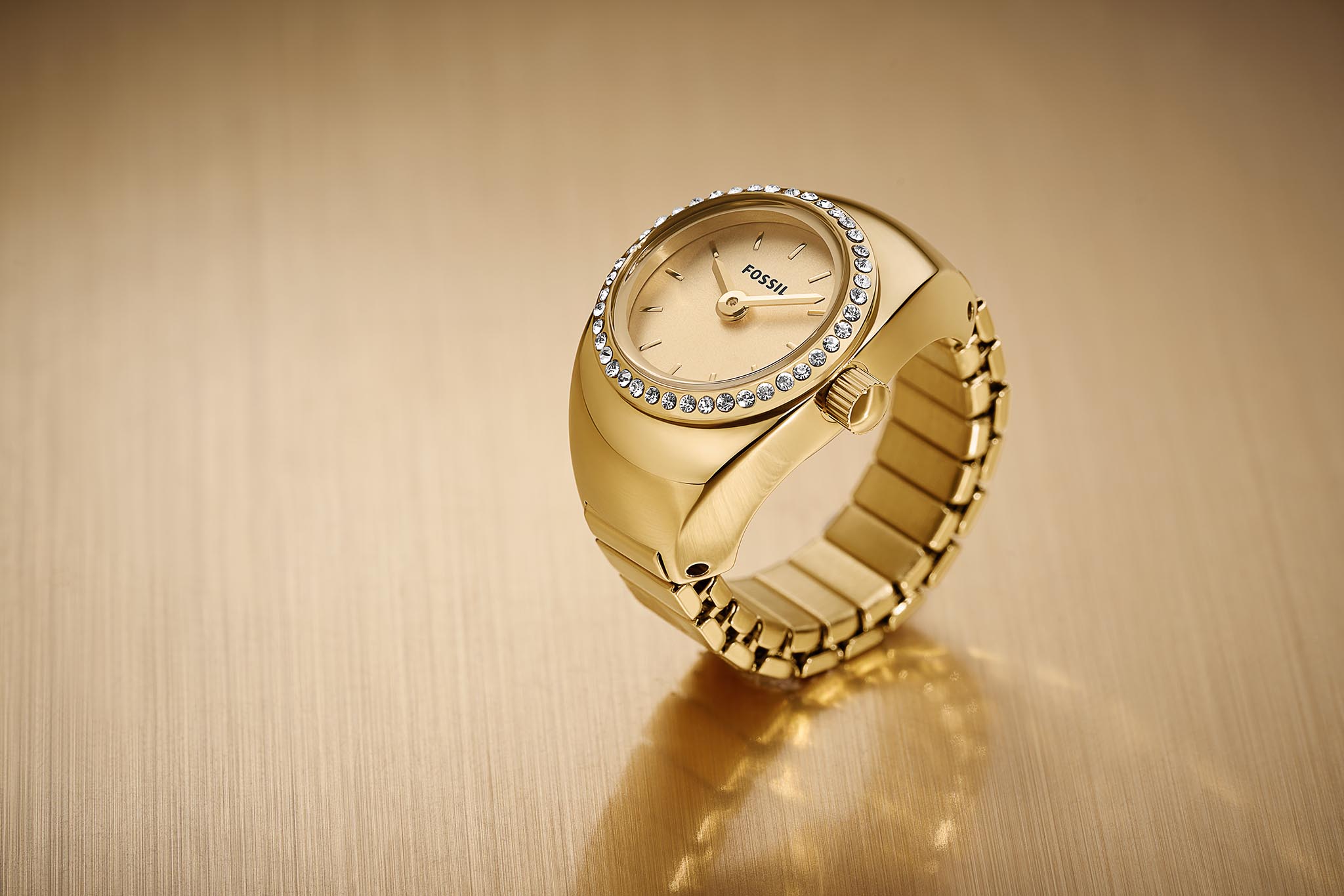 Watch Ring Two-Hand Gold-Tone Stainless Steel - Open to All